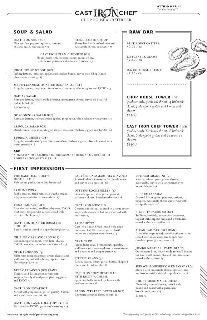 Our Menu - The Cast Iron Chef Chop House & Oyster Bar
