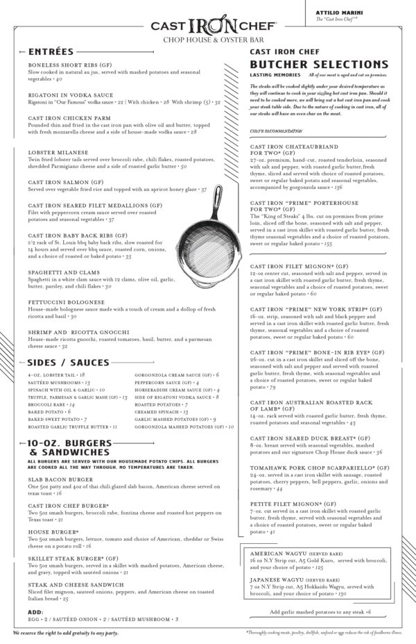 Our Menu - The Cast Iron Chef Chop House & Oyster Bar