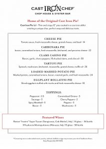 Pizza Menu - The Cast Iron Chef Chop House & Oyster Bar