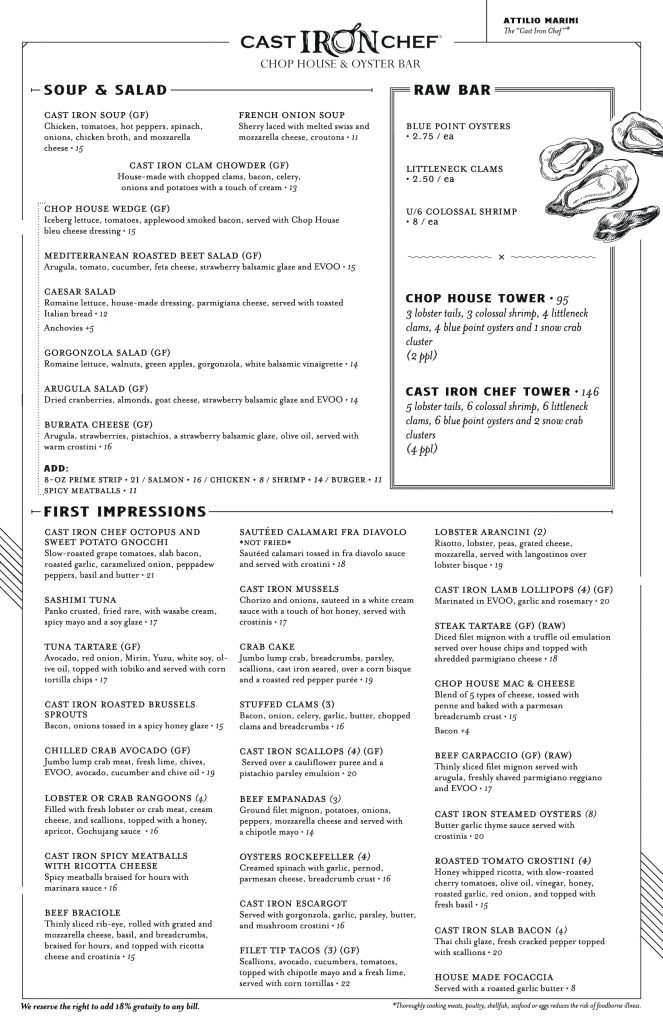 Our Menu - The Cast Iron Chef Chop House & Oyster Bar