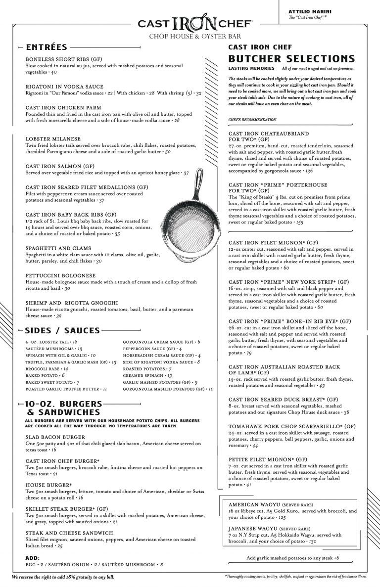Our Menu - The Cast Iron Chef Chop House & Oyster Bar
