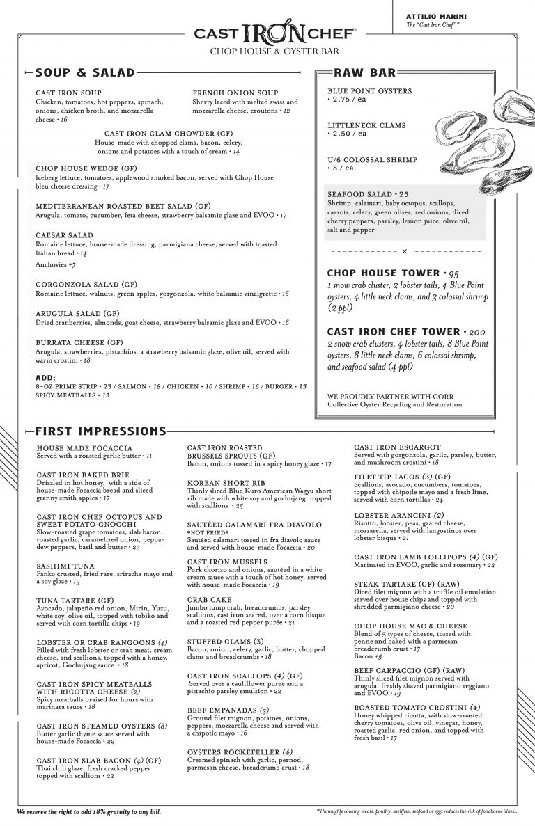 Our Menu - The Cast Iron Chef Chop House & Oyster Bar