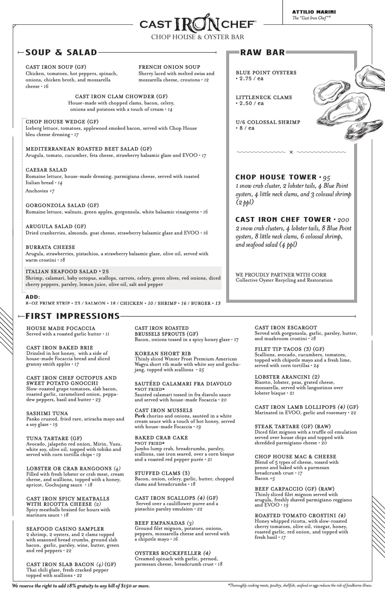 Our Menu - The Cast Iron Chef Chop House & Oyster Bar