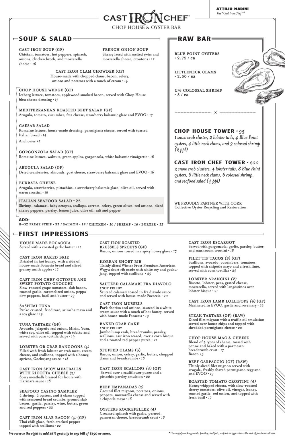 Our Menu - The Cast Iron Chef Chop House & Oyster Bar