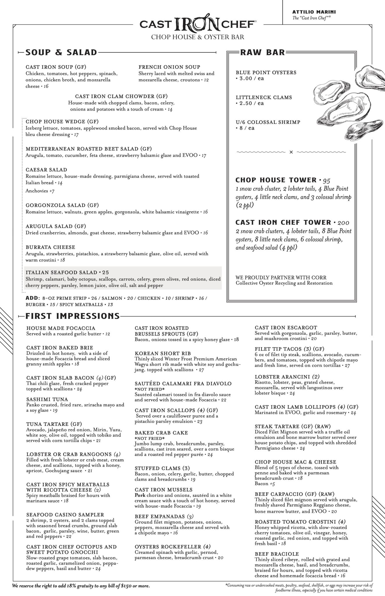 Our Menu - The Cast Iron Chef Chop House & Oyster Bar