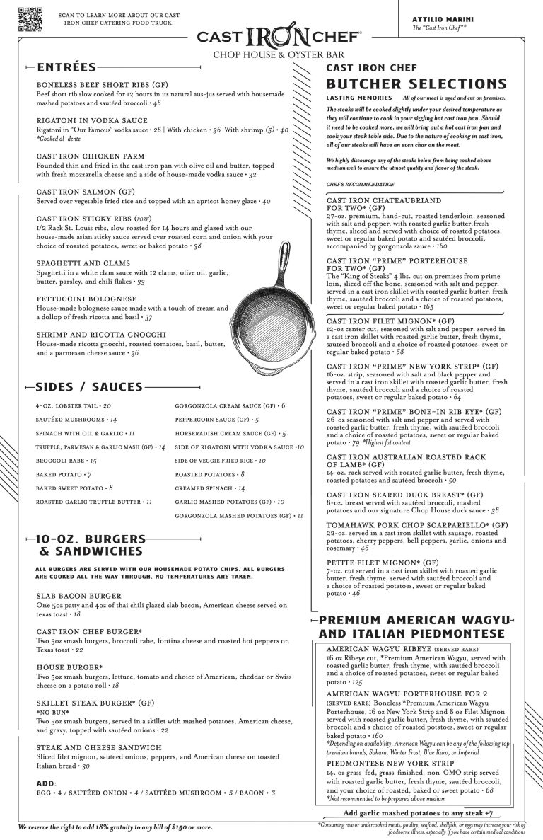 Our Menu - The Cast Iron Chef Chop House & Oyster Bar